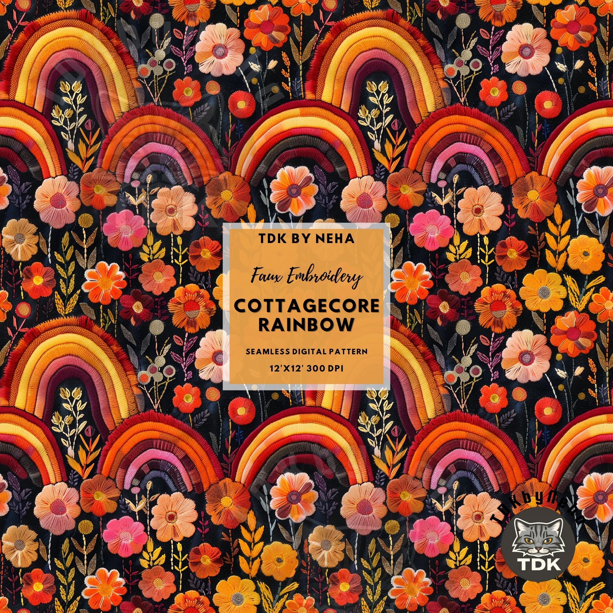 Boho Cottagecore Rainbow Seamless JPG – The DoodleKeeper by Neha