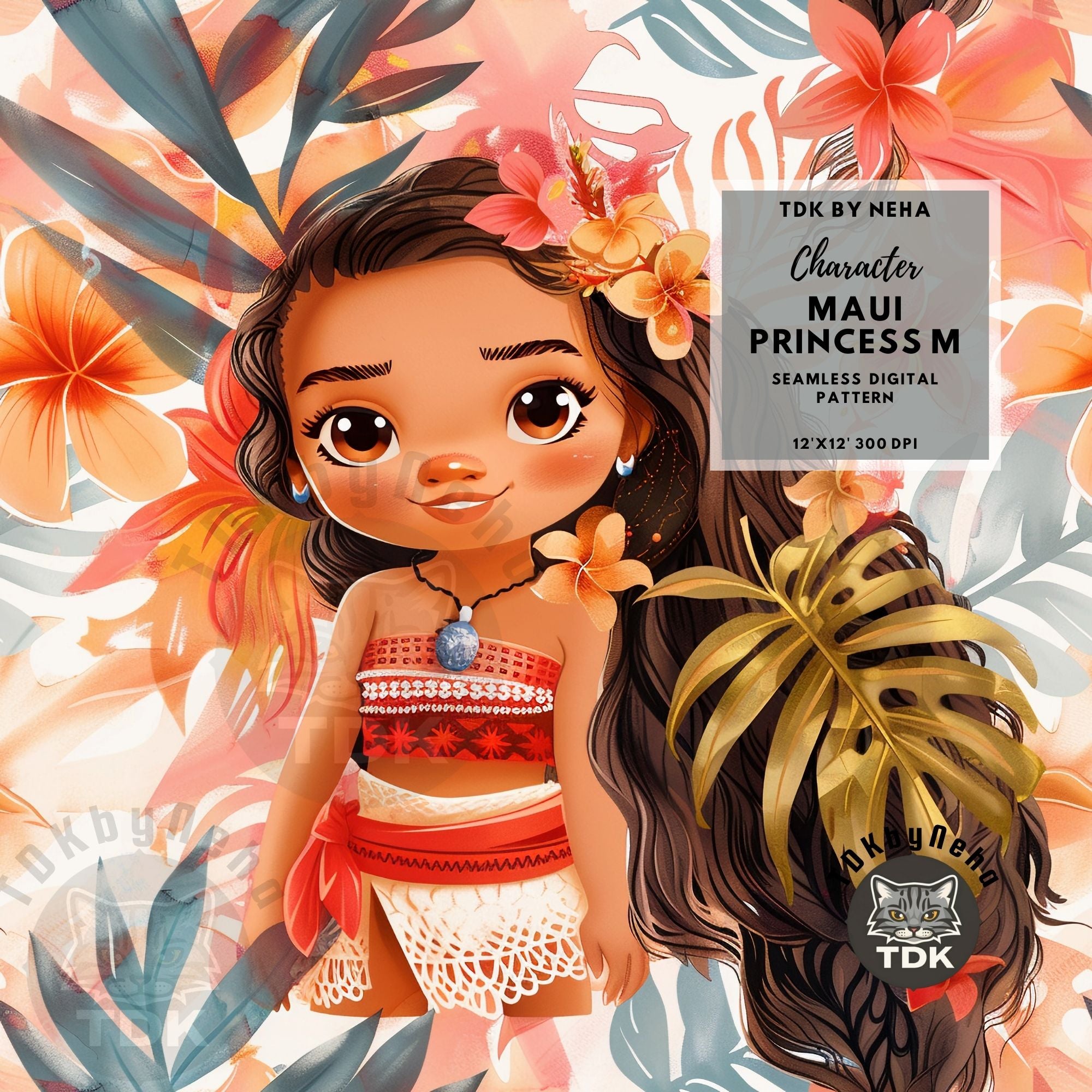 Instant Download Floral Maui Princess M Seamless Digital Paper for Fab ...